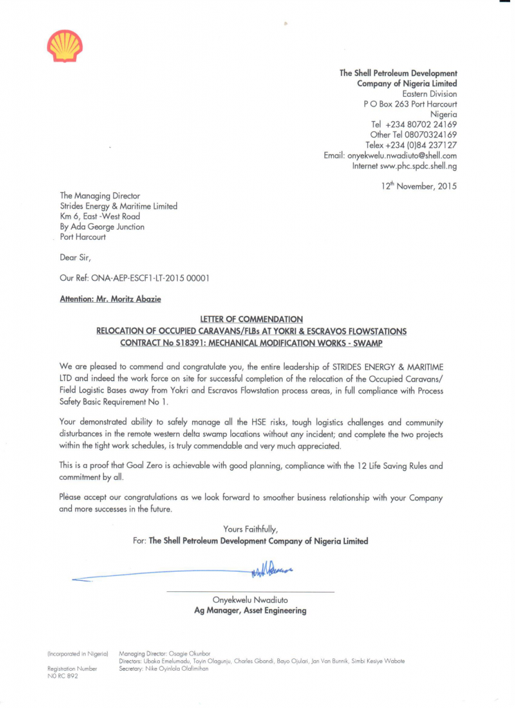 Letter of Recommendation - Strides Energy | Delivering Energy | Land ...
